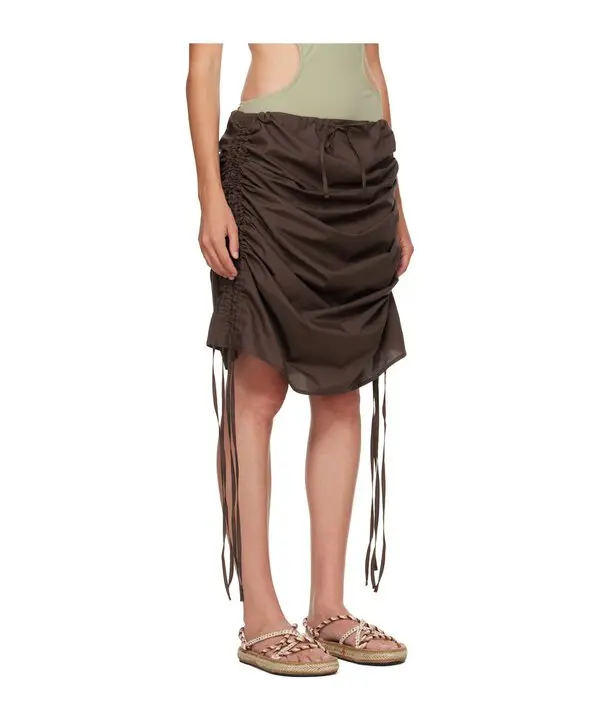BASERANGE Pleated Midi Skirt With Drawstring