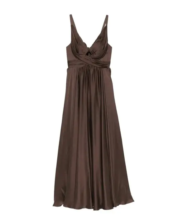 Zimmermann Pleated Cut-out Maxi Dress - Brown