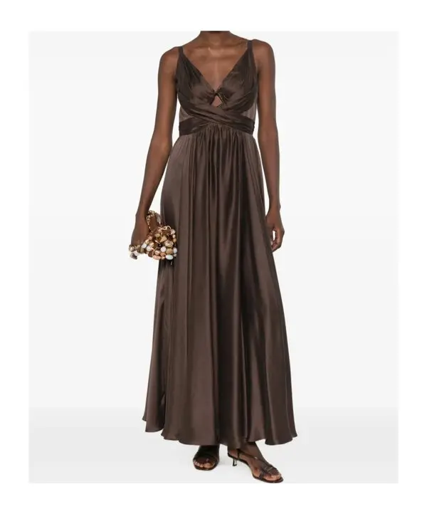 Zimmermann Pleated Cut-out Maxi Dress - Brown