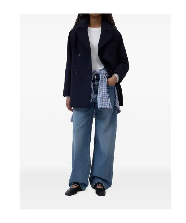 Closed Double-breasted Notch Lapel Jacket