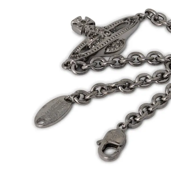 VIVIENNE WESTWOOD Silver-tone Crystal Orb Saturn Curb Chain Bracelet