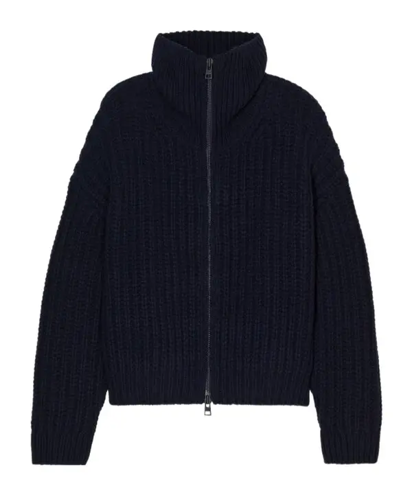 Closed High-neck Chunky Knit Zip-up Cardigan