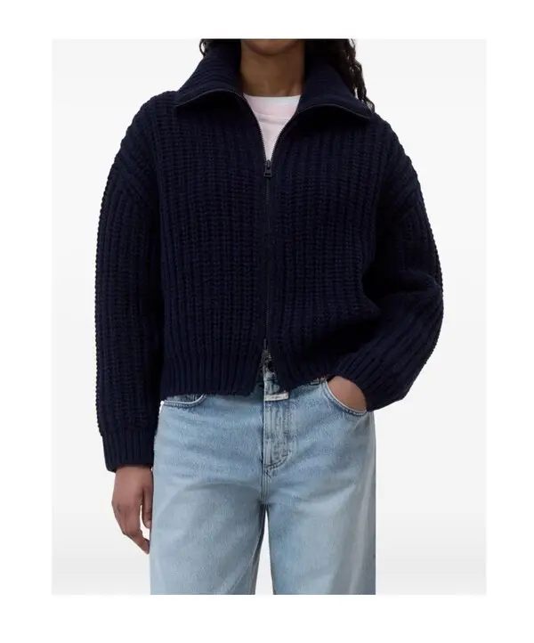 Closed High-neck Chunky Knit Zip-up Cardigan