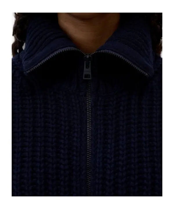 Closed High-neck Chunky Knit Zip-up Cardigan