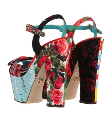 Dolce & Gabbana Floral Blockheel Sandals