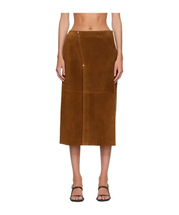 Studio Nicholson Asymmetric Suede Midi Skirt