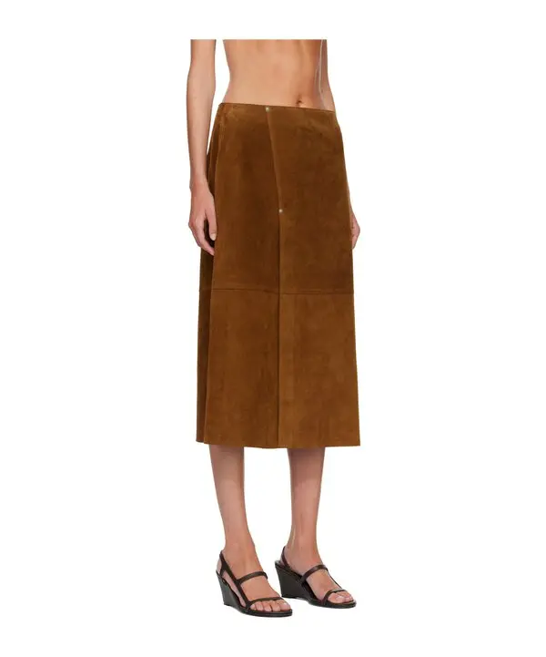 Studio Nicholson Asymmetric Suede Midi Skirt