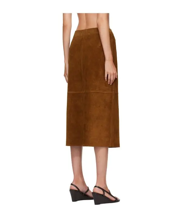 Studio Nicholson Asymmetric Suede Midi Skirt