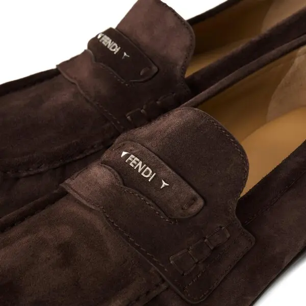 Fendi Suede Penny Loafers