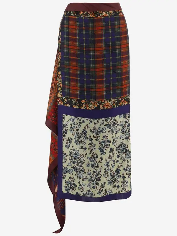 Dries Van Noten Long Wrap Skirt With All-over Pattern