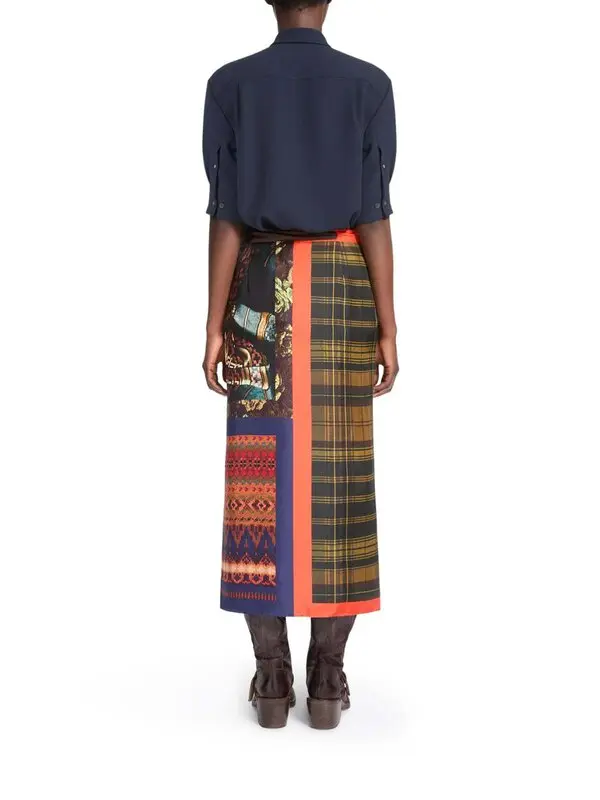 Dries Van Noten Long Wrap Skirt With All-over Pattern