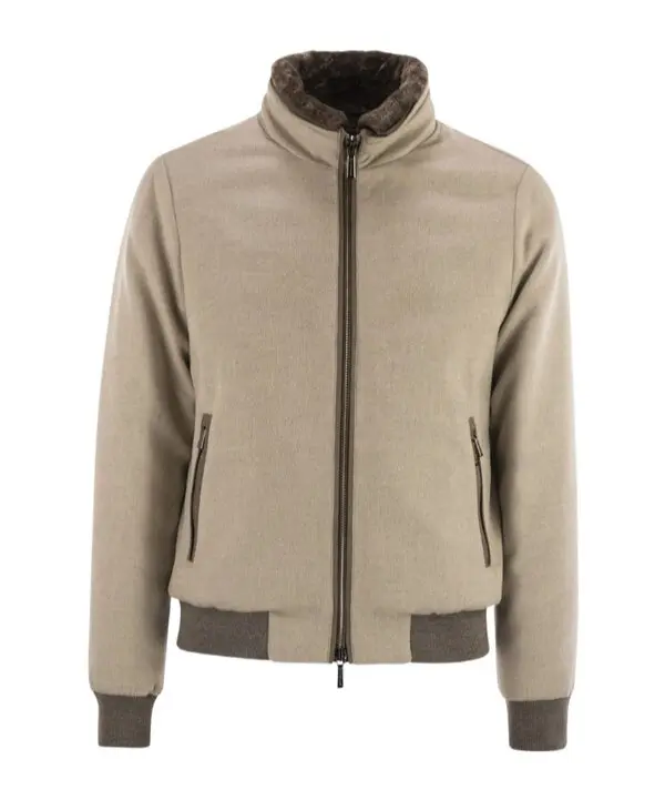 MOORER Padded Bomber Jacket With Zip Closure And Ribbed Hem