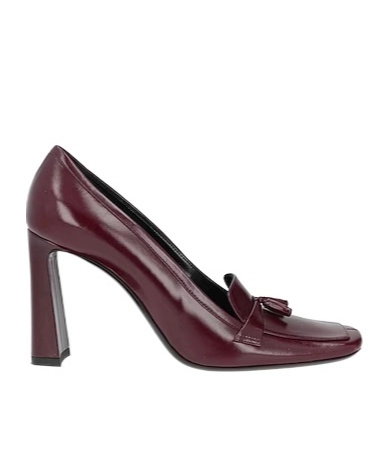 Saint Laurent Square Toe Block Heel Loafers With Tassels