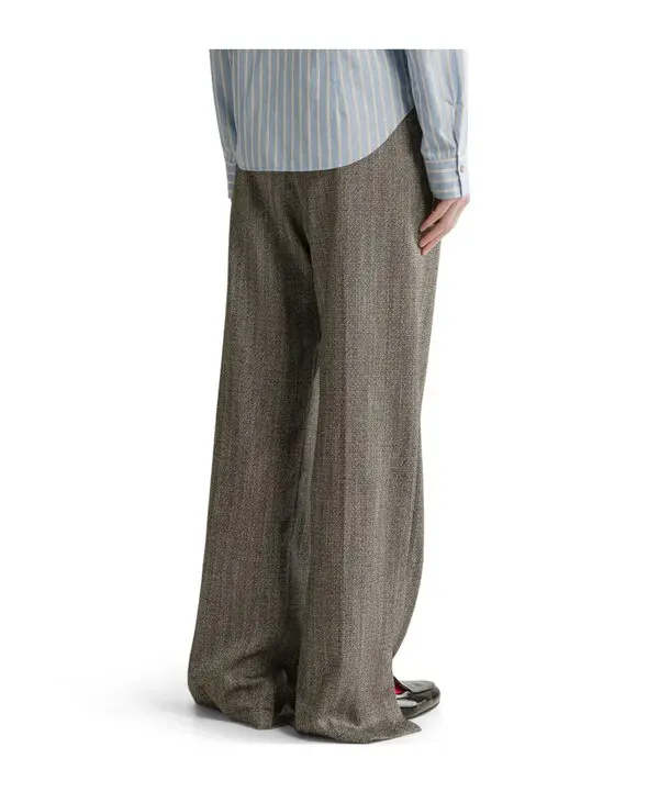 FORTE_FORTE Herringbone Wide-leg Trousers With Side Slits