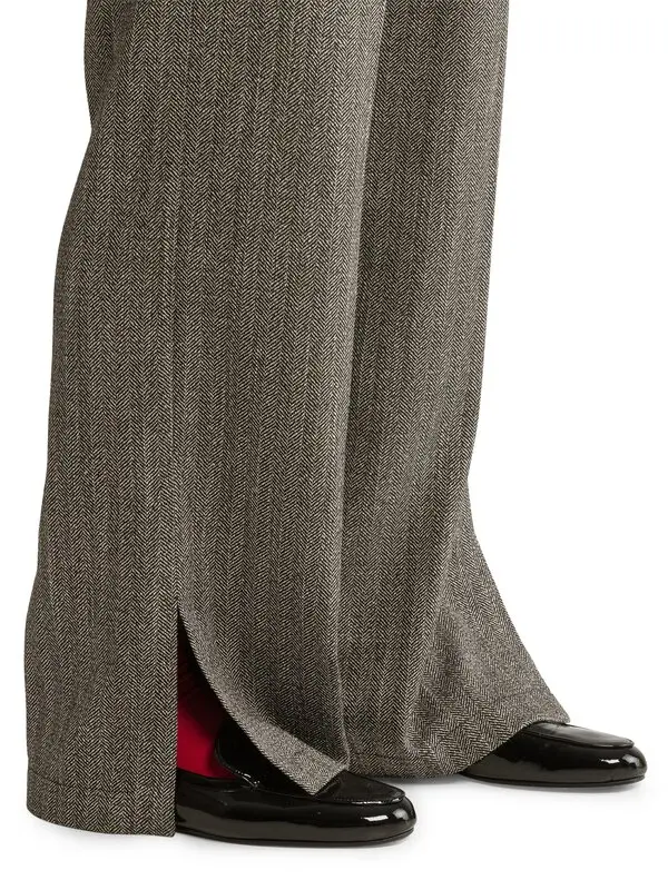 FORTE_FORTE Herringbone Wide-leg Trousers With Side Slits