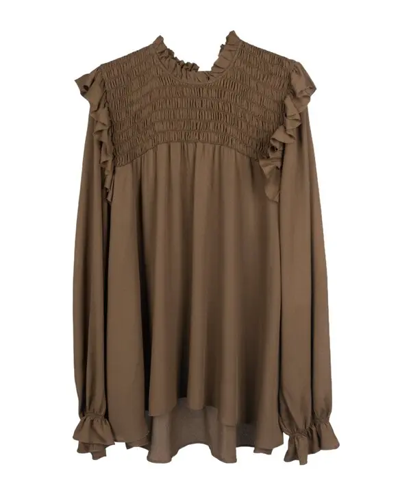 FORTE_FORTE High Neck Ruffled Blouse