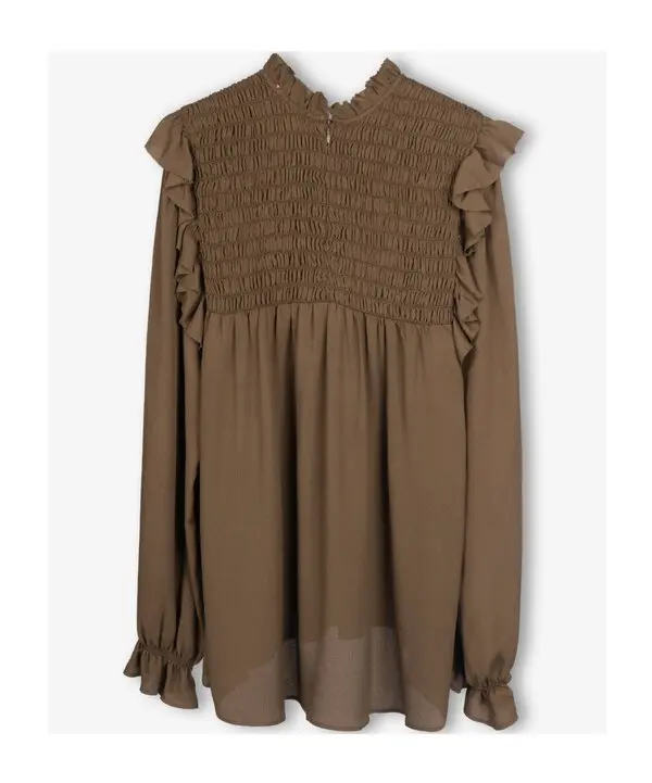 FORTE_FORTE High Neck Ruffled Blouse