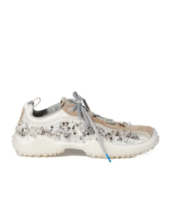 Miu Miu Bubble Embroidered Technical Fabric And Suede Sneakers