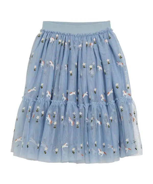 Stella McCartney Embroidered Horse And Flower Tulle Midi Skirt