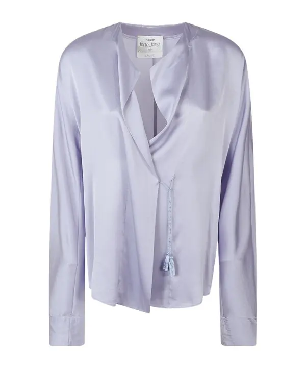 FORTE_FORTE Long Sleeve V-neck Wrap Shirt