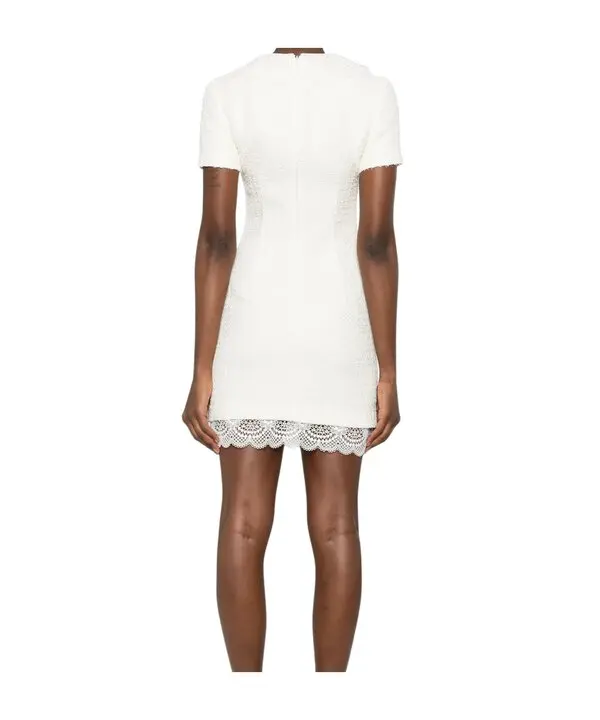 SELF-PORTRAIT Bouclé Lace-trim Tailored Mini Dress
