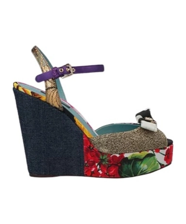 Dolce & Gabbana Spliced Floralpattern Blockheel Sandals