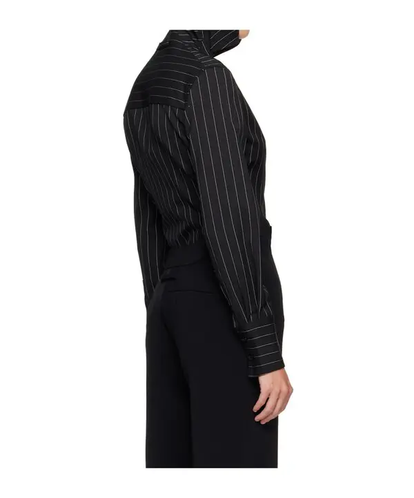 JEAN PAUL GAULTIER Long Sleeve Pinstripe Shirt With Hood