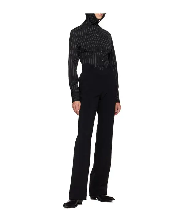 JEAN PAUL GAULTIER Long Sleeve Pinstripe Shirt With Hood