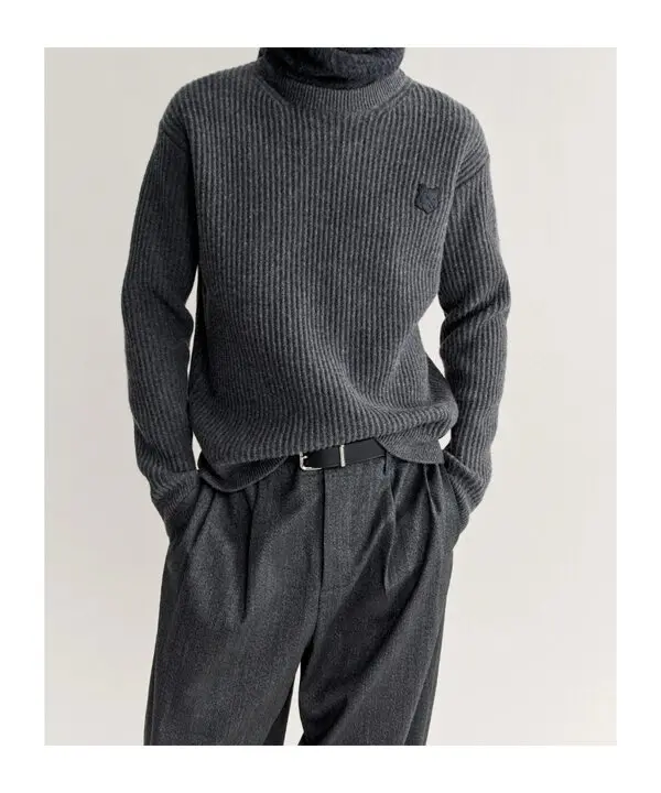Maison Kitsuné Fox Head Wool Ribbed Jumper