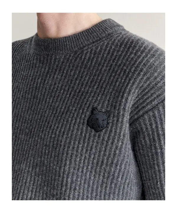 Maison Kitsuné Fox Head Wool Ribbed Jumper