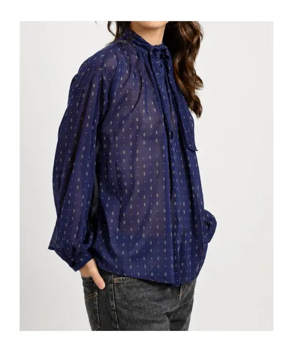 FORTE_FORTE Bohemian Style Long Sleeve Shirt With Detachable Tie