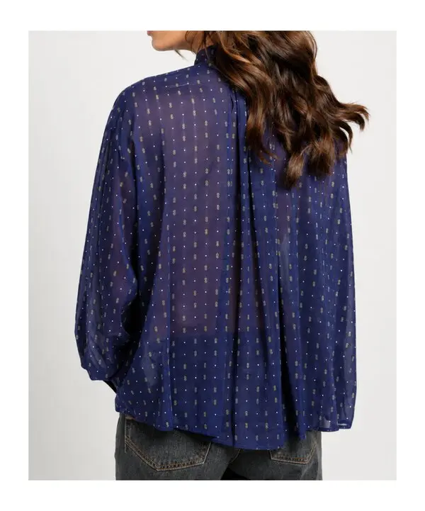 FORTE_FORTE Bohemian Style Long Sleeve Shirt With Detachable Tie