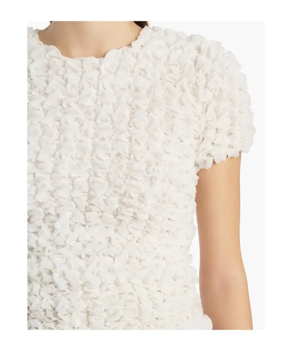 Khaite Polly Ruched Silk Chiffon Crewneck Top - Chalk