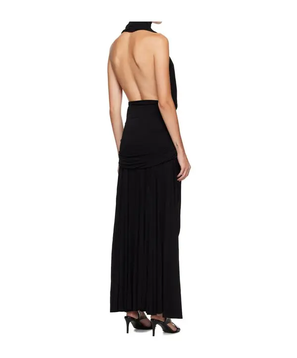 JEAN PAUL GAULTIER Draped Logo-patch Maxi Dress