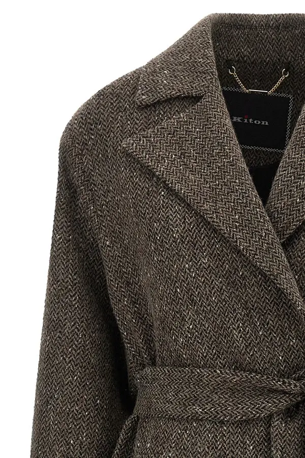 Kiton Belted Chevron Coat