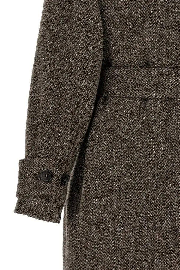 Kiton Belted Chevron Coat