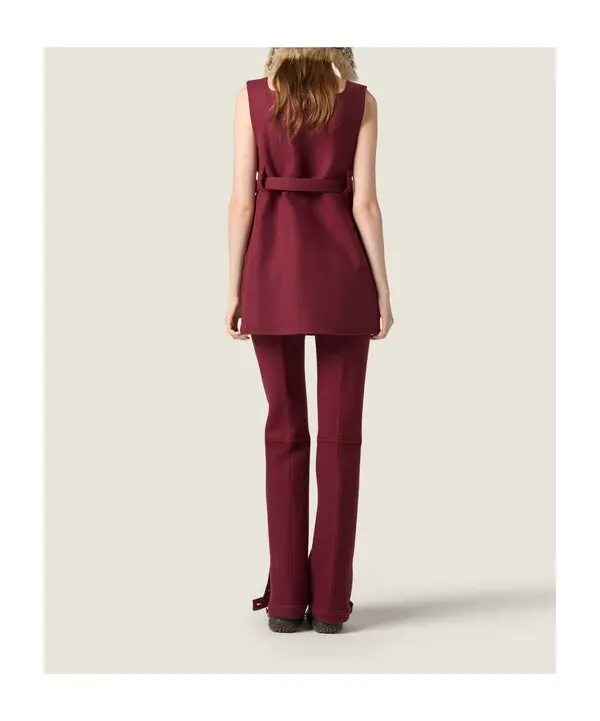 Miu Miu Sleeveless Belted Pleated Wool Dress