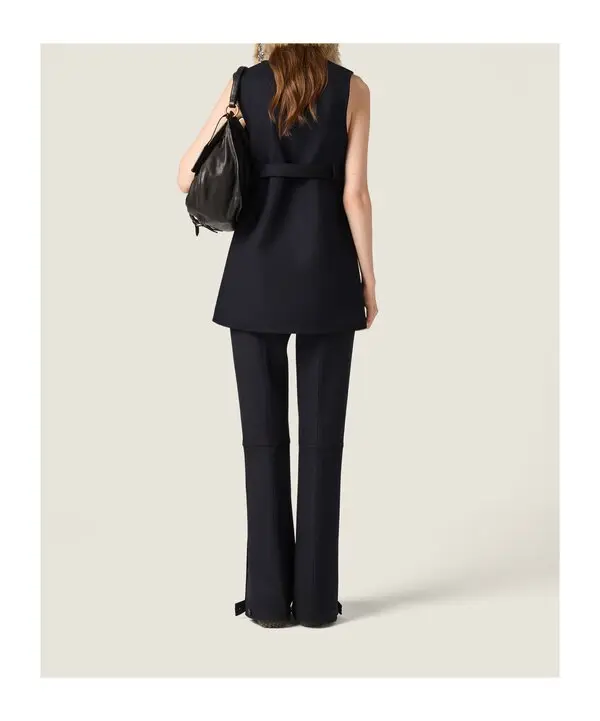 Miu Miu Belted Pleated Wool Dress