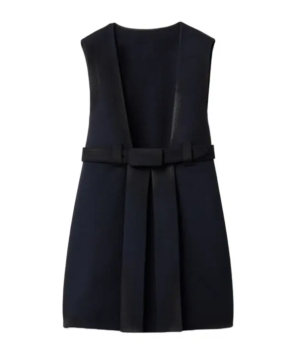 Miu Miu Waxed Double Wool Dress - Navy Blue