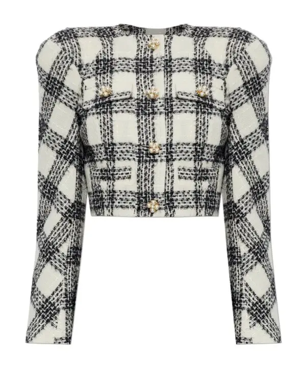 Vetements Checked Cropped Tweed Blazer - Off-white