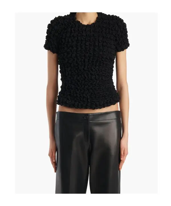 Khaite Polly Ruched Silk Chiffon Top - Black