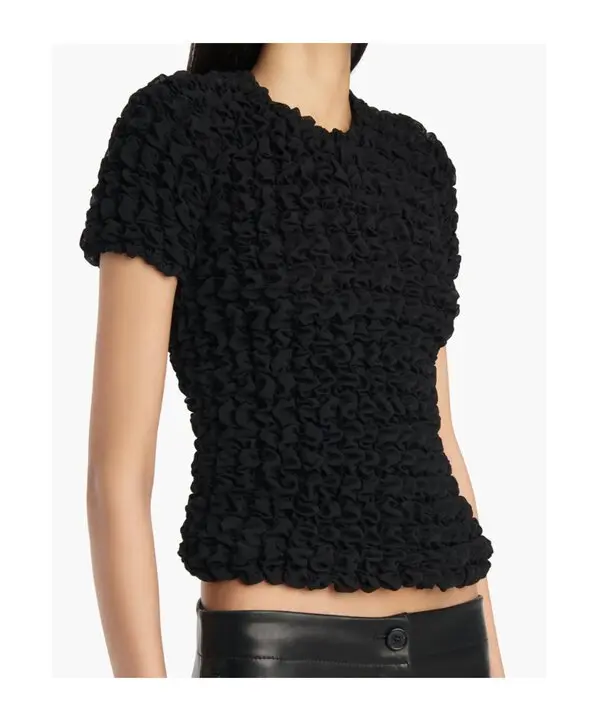Khaite Polly Ruched Silk Chiffon Top - Black