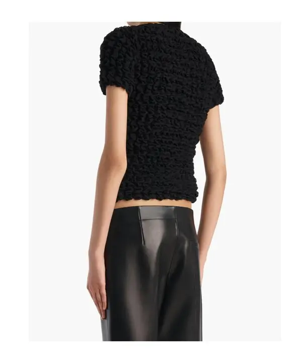 Khaite Polly Ruched Silk Chiffon Top - Black