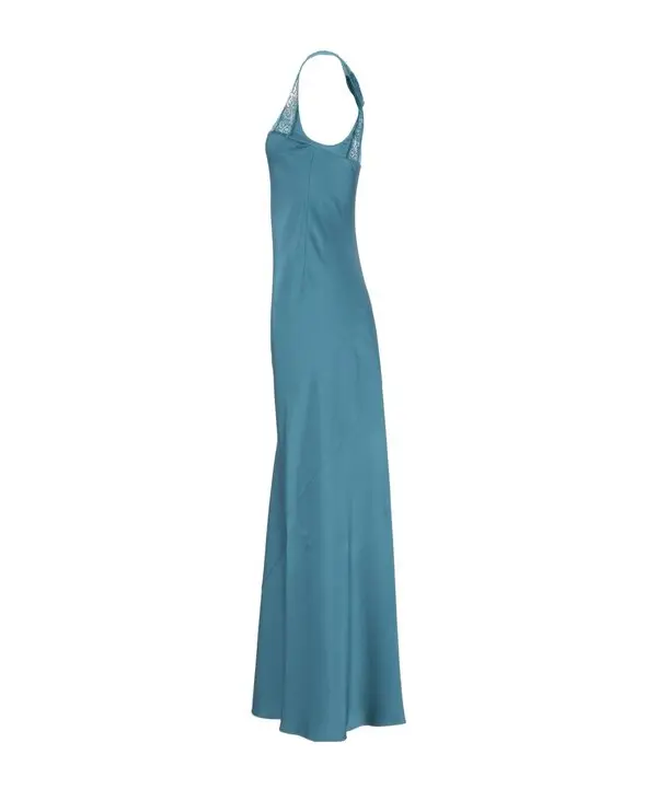 FORTE_FORTE Lace-trimmed Satin Maxi Dress - Green