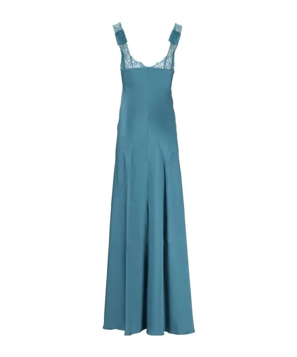 FORTE_FORTE Lace-trimmed Satin Maxi Dress - Green
