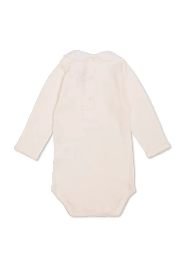 Bonpoint Long Sleeve Bodysuit With Embroidered Collar