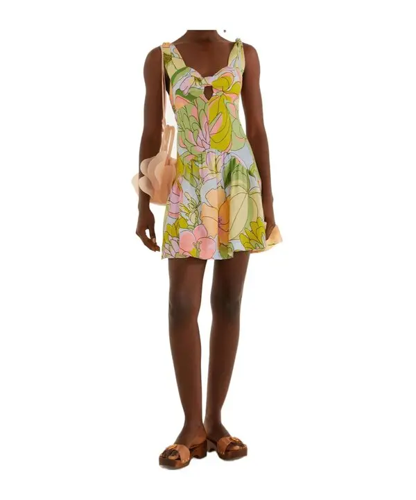 Farm Rio Floral Print Cut-out Mini Dress - No