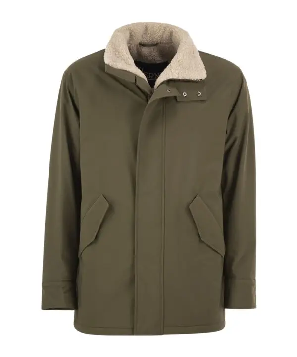Herno Shearling Collar Long Sleeve Jacket