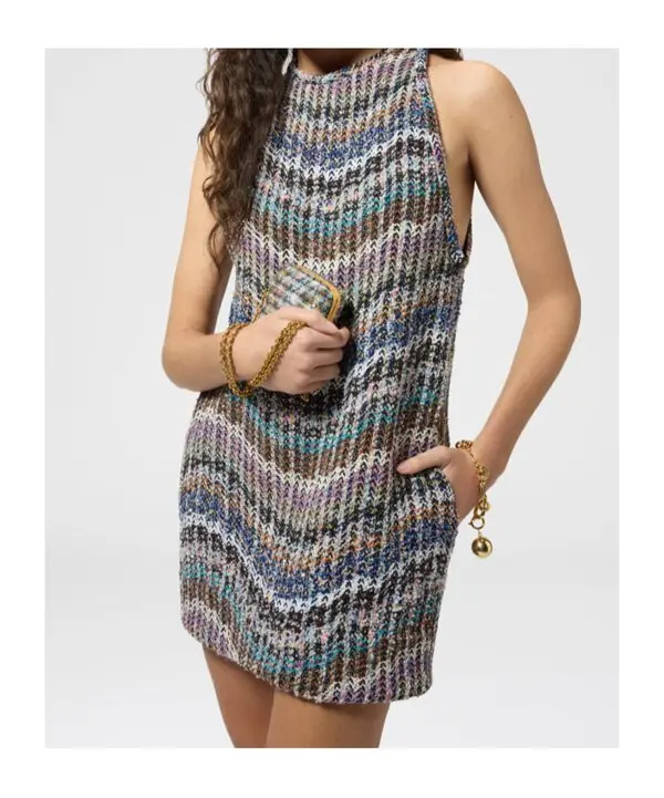 Missoni Sequined Chevron Knit Mini Dress - Multi-color