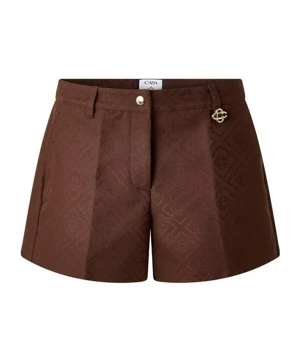 Casablanca Belt Loop Shorts With Geometric Pattern - Chocolate